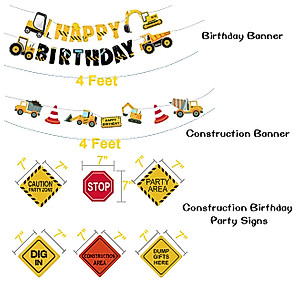 Construction Birthday Party Supplies Dump Truck Party Decorations Kits Set for Kids Birthday Party 51 pack