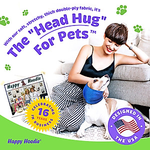 Happy Hoodie The Original Calming Band for Dogs & Cats - for Anxiety Relief – Noise Canceling for Fireworks, Thunderstorms, Pet Grooming & Force Drying - Dog Calming Aid Since 2008 (X-Large, Blue)