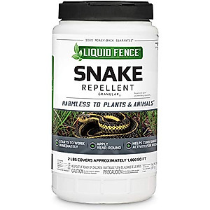 Liquid Fence Snake Repellent Granules, Safe Around Kids and Pets When Used & Stored as Directed, Keep Snakes Out of Garden, Patio and Backyard, 2 lb