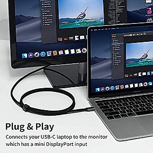 Mini DisplayPort to USB C Cable, HAOYU USB C to Mini DisplayPort,(Unidirectional), 4K@60Hz, HDCP 2.2, Compatible for MacBook Pro 2022-2016/ M1,MacBook Air, Surface Book 2,Galaxy S21/S22 (6 FT)