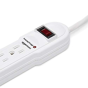 Amazon Basics 6-Outlet Surge Protector Power Strip, 6-Foot Long Cord, 790 Joule - White