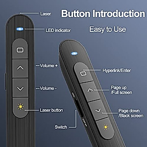 Clicker for Laptop Presentations with Wireless Presenter Remote, 328FT/100m Remote Range Powerpoint Presentation Clickers Wireless Presenter Remotes for PPT/Google Slide Advancer, Toys for Pet/Cats