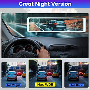 NHOPEEW 11.26 inch Rear View Mirror Camera with Carplay and Android Auto - Mirror Dash Cam Front and Rear - FM Transmitter/Bluetooth/Split Screen/Voice Control/Loop Recording + 64GB TF Card