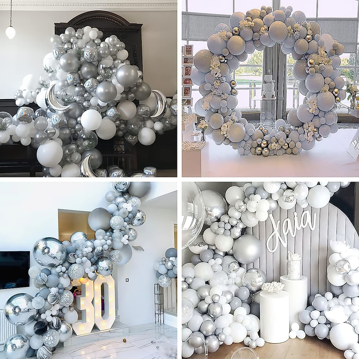 PartyWoo Gray Balloons, 50 pcs 5 Inch Matte Gray Balloons, Grey Balloons for Balloon Garland or Balloon Arch as Birthday Party Decorations, Wedding Decorations, Baby Shower Decorations, Gray-Y71