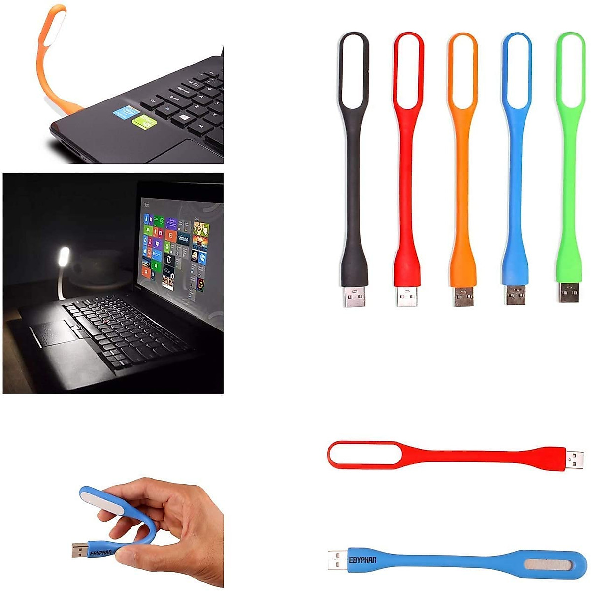 EBYPHAN Mini USB Light for Keyboard, Flexible USB Laptop Light, Adjustable USB Lamp for Notebook Computer(Gooseneck Structure, LED Lighting Source, 10-Pack)