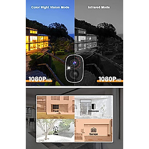 Dzees Outdoor Camera Wireless, Battery Powered WiFi Surveillance Camera for Home Security System with Siren Alarm & Spotlight, Motion Detection, Color Night Vision, IP65 Waterproof Cloud/SD-2-Pack