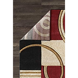 GLORY RUGS Area Rug Modern 5x7 Dark Red Soft Hand Carved Contemporary Floor Carpet with Premium Fluffy Texture for Indoor Living Dining Room and Bedroom Area.