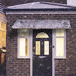 VINGLI Window Awning Door Canopy, 40" x 40" Window Awning Overhead Door Modern Polycarbonate Cover Outdoor Front Door Patio Canopy UV Rain Snow Sunlight Protection Hollow Sheet/Brown