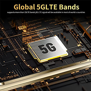 I14 ProMax Cell Phone,6.1in Unlocked Android11 Smartphone,4GB RAM 64GB ROM,16MP Camera,Ten Cores Processor,Face Recognition,WiFi,BT,FM,GPS,7000mAh,Golden