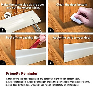 Holikme 2 Door Draft Stopper - Under Door Draft Blocker Insulator - 37" Length (Transparent)