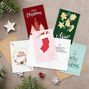 Nihuecne 40 Christmas Cards with Self Adhesive Envelopes, 4" x 6" Christmas and Holiday Xmas Greeting Note Cards Bulk for Friends, Family, Coworkers, Colleagues in 8 Assorted Design