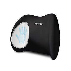 Achiou Lumbar Support Pillow for Office Chair Car Seat Orthopedic Chair, Memory Foam Pad and Back Cushion for Back Pain Relief, Versatile Use Supportive Cushion