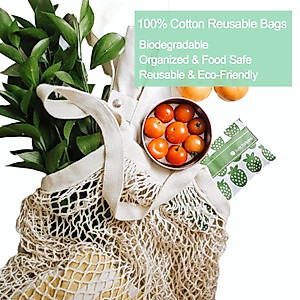 YOYI YOYI Reusable Produce Bags Cotton Mesh Grocery Bags,Washable Portable Vegetable Bag, 100% Cotton Mesh String Organizer Shopping Bag Handle Net Tote(2 Piece yellow Large)