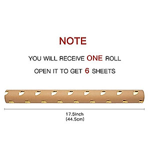 RUSPEPA Kraft Wrapping Paper Gold Foil Unicorn Pineapple Cactus Shiny Kraft Paper for Birthday, Holiday, Wedding Wrap - 6 Sheets Packed as 1 roll - 17.5 x 30 inches per Sheet