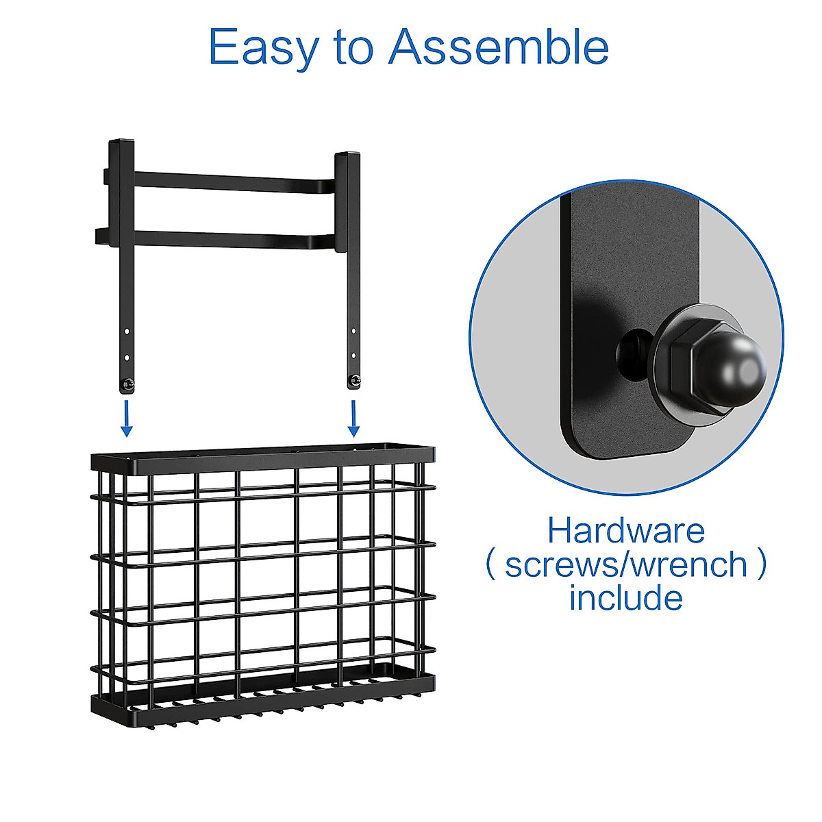 LIVOD Cabinet Door Organizer, Over The Cabinet Door Organizer with Double Towel Bars, Cutting Board Organizer with Towel Holder, Kitchen Cabinet Organier for Pantry, Baking Sheet, Plastic Wrap, Black