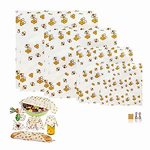 Beeswax Food Wrap (Set of 7) Sustainable Alternative to Aluminum Foil and Albal Paper - For Fruits, Vegetables, Bread, Cheese and Other Foods