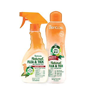 Natural Flea & Tick Max Strength Shampoo & Bedding Spray Bundle | Flea & Tick Prevention | Dog Shampoo | Flea & Tick Treatment Protects & Repels | Made in USA