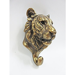 Pacific Giftware Wild Animal Head Single Wall Hook Hanger Animal Shape Rustic Faux Bronze Decorative Wall Sculpture (Tiger)