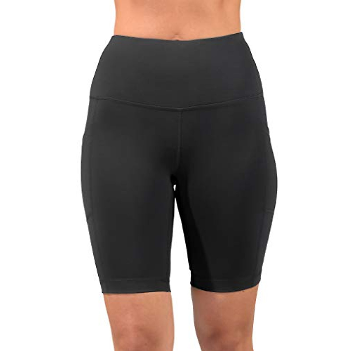 90 Degree By Reflex - High Waist Power Flex Biker Shorts with Side Pockets - 5", 7", 9" - Black 9" - Medium
