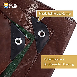 GUARD SHIELD Brown/Green Tarp 12x12 Feet Medium Duty Outdoor Waterproof Multi Purpose Poly Tarps Cover 7mil