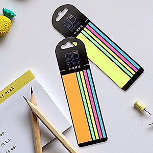 Tofficu 2 Boxes Sticky Note Pads Set Long Page Markers Index Tabs Colored Bookmarks Fluorescence Page Marker Style 2