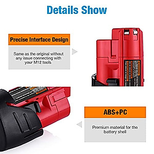 Powerextra M12 Batteries 3500mAh, Upgraded Lithium-ion Replacement Milwaukee M12 Battery for 48-11-2411 48-11-2420 48-11-2401 48-11-2402 48-11-2401, Compatible with M12 Milwaukee Tools, 2 Pack