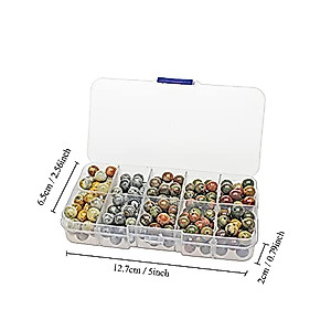 200pcs 8mm Stone Beads Kit Round Loose Gemstone Crazy Agate Marine Agate Map Stone Unakite Picasso for Bracelet Necklace Earrings Jewelry Making