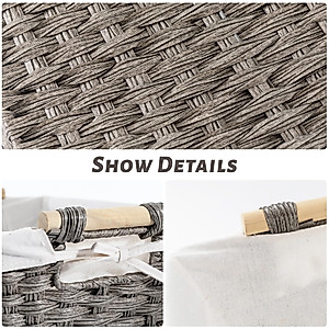 Baskets-Storage Baskets Wicker Storage Basket, Waterproof Wicker Basket with Handles, Toilet Paper Storage Basket, Hand-woven large storage basket, toys, toilet paper (2 pieces)