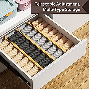 Drawer Divider, 4 PCS Bamboo Drawer Dividers Organizers, Adjustable Drawer Dividers for Clothes, Kitchen Drawer Divider, Dresser Drawer Divider, Drawer Separators, 17"-22" Expandable Drawer Divider