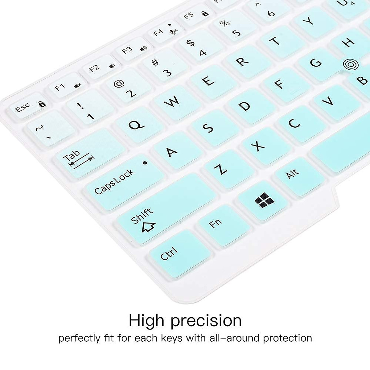 Silicone Keyboard Cover Skin for Dell Latitude 5480 5490 5491, Dell 3340 E3340 7490 E7450 E7470 E7480 E5450 E5470 E7480 Keyboard Protective Skin, Gradual Mint Green (US Layout, with Pointing)