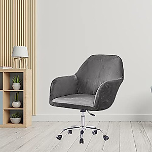 MFMLHDYQ Velvet Stretch Smoky Grey Modern Curved Back Armrest Swivel Office Chair Slipcover for Banquet Office Living Room Bedroom Set of 1
