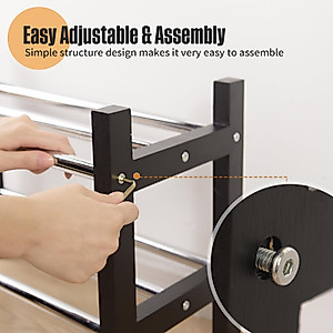 NUDUKO Expandable Shoe Rack Storage Organizer - 2 Tier Adjustable Wood and Metal Shoe Shelf Heavy Duty Small Shoe Rack for Closet Bedroom Entryway (Black)