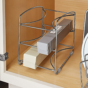 iDesign Classico Kitchen Organizer Rack for Aluminum Foil, Sandwich Bags, Plastic Wrap - 3 Shelves, Chrome