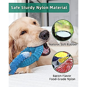 Boutiray Dog Chew Toys for Aggressive Chewers Large Breed, Indestructible Tough Dog Toys for Medium Large Dogs Natural Rubber & Nylon Durable Interactive Toys for Teething Cleaning