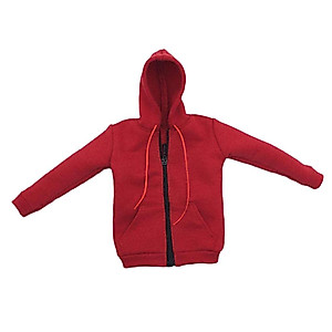 AMLESO 1/6 Hoodie Casual Clothes for 12 '' Male Action Figure, red