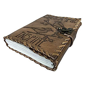 Old Vintage Leather Journal, Leather Journal for Men, Leather Journal for Women, Leather Sketchbook, Leather Notebook, Leather Blank Book (5 x 7 Bird Emboss Journal)