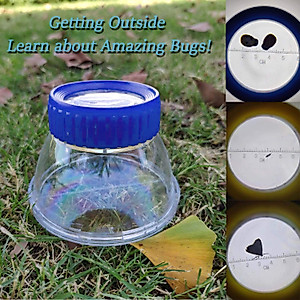 RORANIC 3X Magnifier Bug Viewer,Built-in 8 Air Holes 7cm Ruler with Blue & Red Slant Tweezers, Bug Catcher Kit for Kids Science Education Nature Exploration