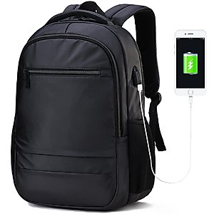 Vaupan Laptop Backpack, Business Travel Backpack with USB Charging Port, Durable Water Resistant College Bookbag Computer Bag Gifts for Men & Women Fits 15.6 Inch Notebook (Black)