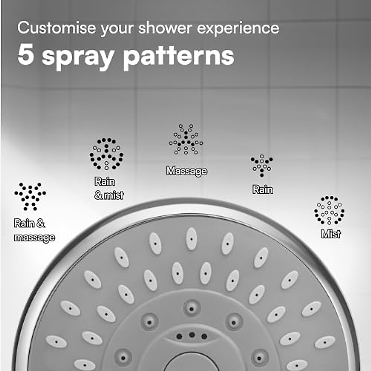 H&S Universal Handheld Shower Head with High and Low Water Pressure - Hand Showerhead with 5 Different Spray Modes - Powerful Chrome Replacement - Also for RV or Camper