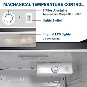 WATOOR Wine Cooler and Beverage Refrigerator 1.6 Cubic Feet 60 Cans Mini Fridge with Glass Reversible Door for Soda Beer or Wine