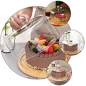 Cake Stand with Dome, Display Cake Stand Serving Platter Snack Tray Round Dessert Plate Tray for Baking Wedding Party (21 * 21 * 15.7cm)