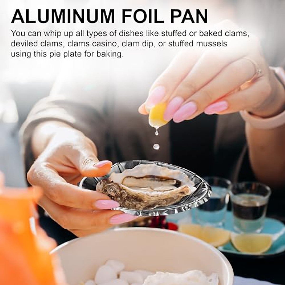 MT Products Aluminum Foil Clamshells - Pack of 50 Mini Pans for Baking Clam Shells - Disposable Pie Tins - Plate for Serving All Types of Clam Pies