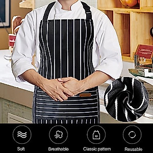 ATROPOS 2 Pieces Aprons for Women with Pockets, Aprons for Men, Womens Kitchen Apron, Cooking Apron Adjustable Bib Chef Apron(Unisex)