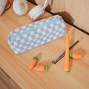 SURBEAV Pencil Case Pen Case Office College School Storage Bag Pouch Holder Box Organizer Makeup Pouch Cosmetic Bag Aesthetic Cute Pencil Case for Girls Boys Kids (Blue)