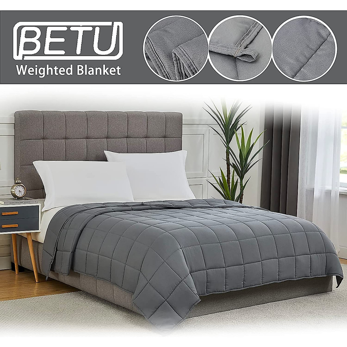 Weighted Blanket Kids (10lbs, 40"x60" Throw Size) - Cooling and Breathable Heavy Blanket for 80-120lbs with Premium Glass Beads - Soft Thick Blanket for All-Season Sleeping Comfort - Grey