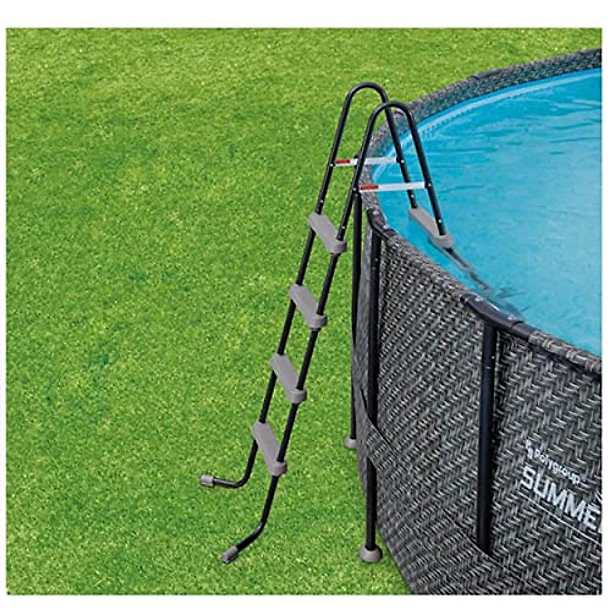 Summer Waves P4A024521 24ft x 52in Elite Round Above Ground Frame Outdoor Swimming Pool Set w/Sand Filter Pump, Pool Cover, Ladder, & Maintenance Kit