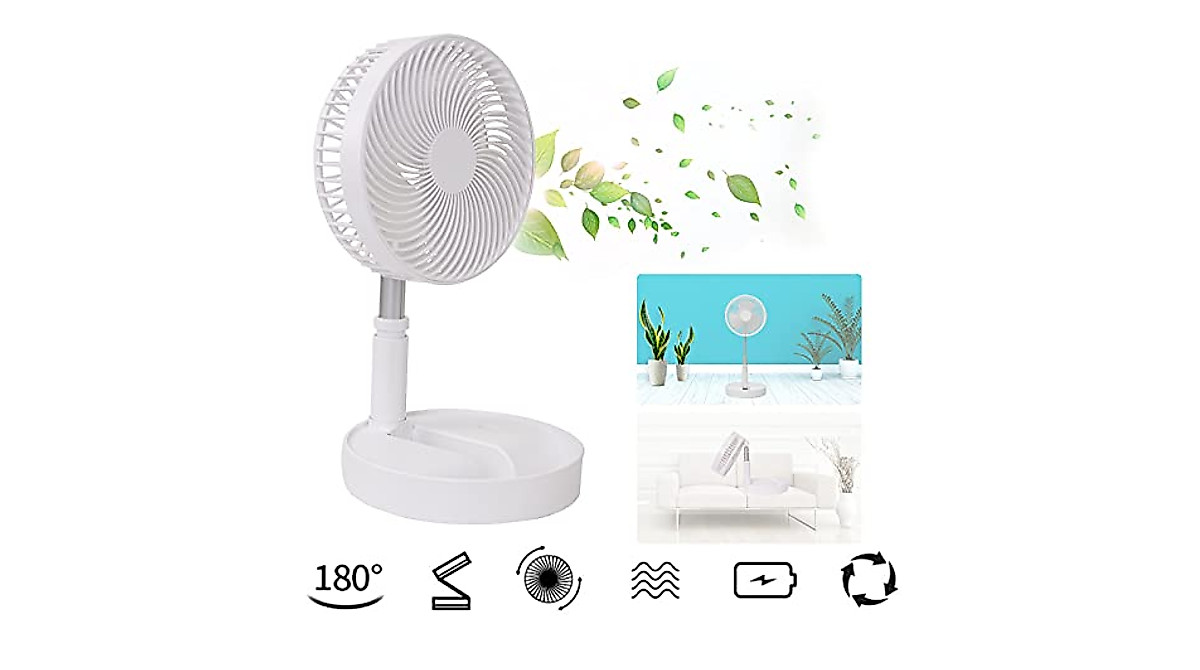 Portable Foldable Desk Fan with USB Charging & Adjustable Height
