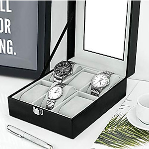 Oyydecor Watch Box 6 Slots PU Leather Case Organizer Wooden Storage Organizer for Storage and Display Men's & Women's Gift Business