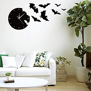 IMIKEYA Wall Clock 3D Bats Wall Decoration Realistic Scary Bat Wall Decal Sticker Decor for Bathroom Bedroom