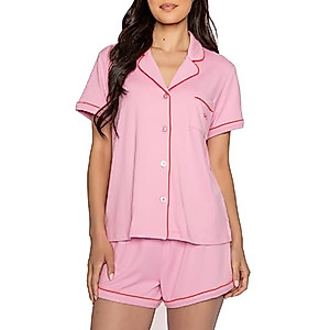 PJ SalvageThe Summer I Turned Pretty Lounge Short-sleeve Button Down Shirt and Bottom Shorts Pajama SetPinkX-Large